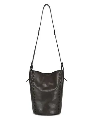 OLD TREND Juniper Genuine Leather Woven Barrel Crossbody Bag - Slate