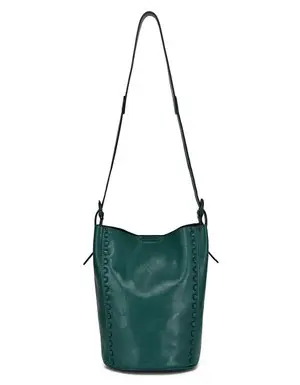OLD TREND Juniper Genuine Leather Woven Barrel Crossbody Bag - Teal