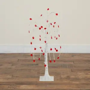 NEARLY NATURAL 3-ft Pre-lit Artificial Valentine's Day Willow Tree With 40 Heart Shaped Led Lights