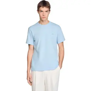 Sandro T-shirt With Double S Patch Sky Blue