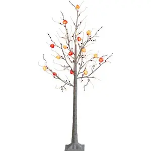 NEARLY NATURAL 5-ft Pre-lit Artificial Valentine's Day Twig Tree With 72 Heart Shaped Led Lights And Red Berries - White