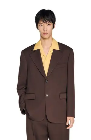 Sandro Oversized Wool Jacket - Chocolate