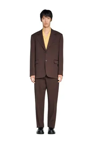 Sandro Oversized Wool Jacket - Chocolate