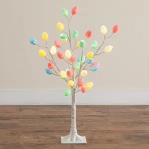 NEARLY NATURAL 3-ft Pre-lit Artificial Easter Twig Tree With 40 Egg Shaped Led Ornaments