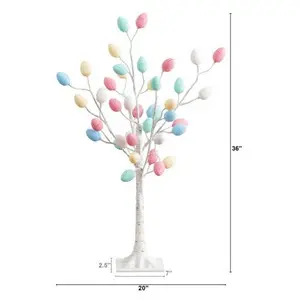 NEARLY NATURAL 3-ft Pre-lit Artificial Easter Twig Tree With 40 Egg Shaped Led Ornaments