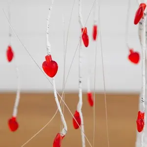NEARLY NATURAL 4-ft Pre-lit Artificial Valentine's Day Willow Tree With 48 Heart Shaped Led Lights