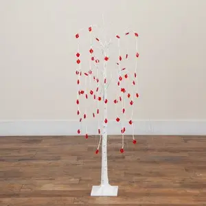NEARLY NATURAL 4-ft Pre-lit Artificial Valentine's Day Willow Tree With 48 Heart Shaped Led Lights