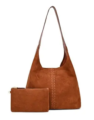 OLD TREND Genuine Leather Suede Hobo Bag - Brown