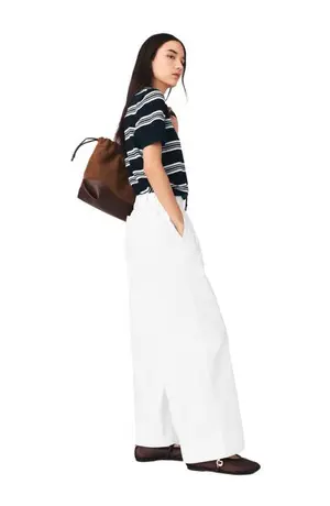 Maje Wide-leg Cotton Trousers