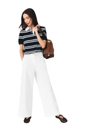 Maje Wide-leg Cotton Trousers