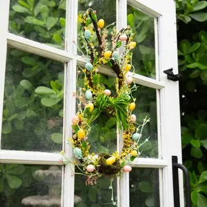 NEARLY NATURAL 22-in Artificial Easter Bunny Shaped Wreath