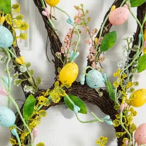 NEARLY NATURAL 22-in Artificial Easter Bunny Shaped Wreath