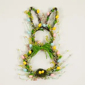 NEARLY NATURAL 22-in Artificial Easter Bunny Shaped Wreath