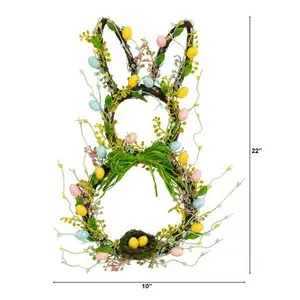 NEARLY NATURAL 22-in Artificial Easter Bunny Shaped Wreath