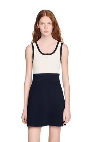 Sandro Two-tone Knit Mini Dress - Black