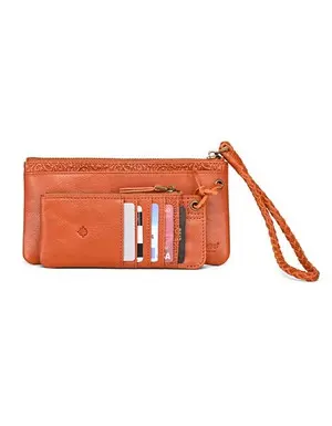 OLD TREND Marigold Genuine Leather Modular Rfid Zip Wallet - Cognac