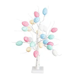 NEARLY NATURAL 2-ft Pre-lit Artificial Easter Egg Twig Tree With 24 Led Lights - White