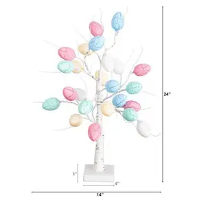 NEARLY NATURAL 2-ft Pre-lit Artificial Easter Egg Twig Tree With 24 Led Lights
