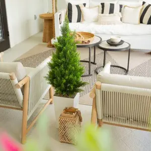 NEARLY NATURAL 3-ft Uv Resistant Artificial Cedar Tree In White Tower Planter