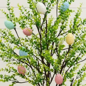 NEARLY NATURAL 3-ft Pre-lit Artificial Easter Egg Twig Tree With S And 48 Warm White Led Lights