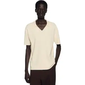Sandro Stretch Knit Polo Shirt - Ecru