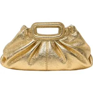 Maje Metallic Leather Milpli Mini Clutch - Gold