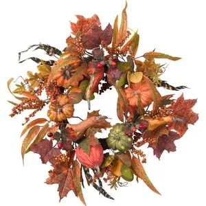 NEARLY NATURAL 24-in Pumpkin & Berry Wreath - Autumn