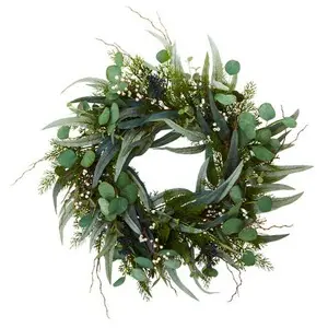NEARLY NATURAL 24-in Eucalyptus And Mixed S Artificial Wreath - Green