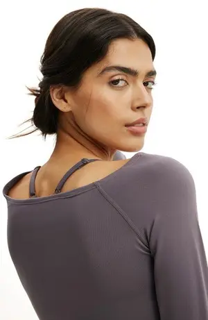 BODY Active Ultra Soft Off The Shoulder Long Sleeve - Violet Grey