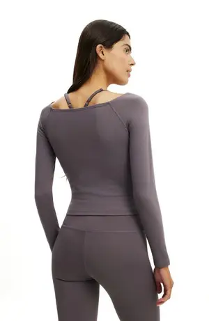 BODY Active Ultra Soft Off The Shoulder Long Sleeve - Violet Grey