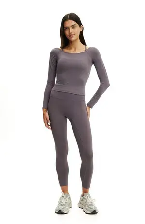 BODY Active Ultra Soft Off The Shoulder Long Sleeve - Violet Grey