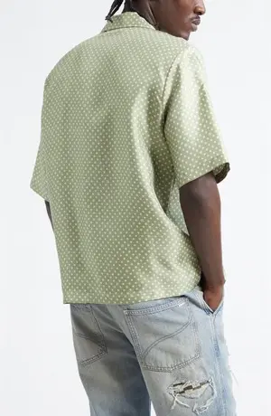 Amiri Ma Polka Dot Silk Camp Shirt - Green Tea Archived