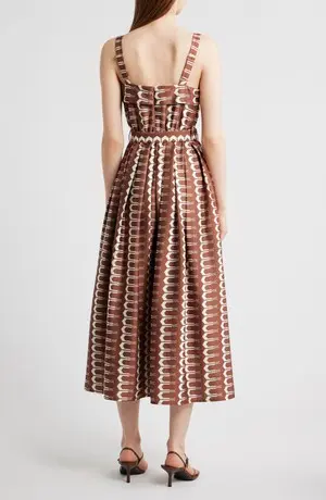CIEBON Geo Print Belted Maxi Dress