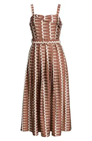 CIEBON Geo Print Belted Maxi Dress