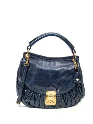 Miu Miu Matelassé Leather Shoulder Bag - Blue