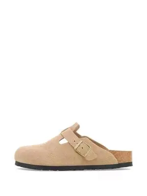 BIRKENSTOCK Boston Suede Slippers With Metal Buckle
