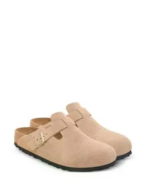 BIRKENSTOCK Boston Suede Slippers With Metal Buckle