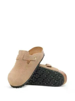 BIRKENSTOCK Boston Suede Slippers With Metal Buckle