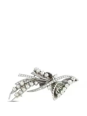 LB EXCLUSIVE Diamond And Pearl Brooch - Silver