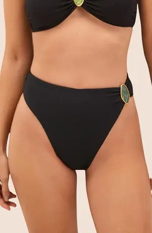 VIX PAULA HERMANNY Petra Gigi High Waist Bikini Bottom - Black