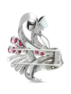 LB EXCLUSIVE Diamond And Ruby Platinum Brooch