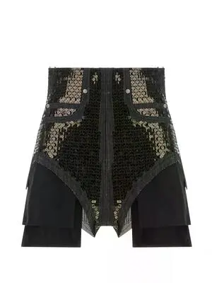 Rick Owens Sequin Embellished Denim Shorts
