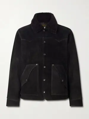 Ralph Lauren Shearling-trimmed Suede Jacket - Black