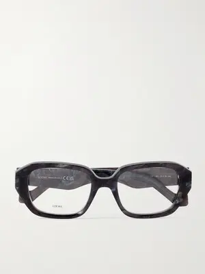 Loewe Anagram Square-frame Marbled Acetate Optical Glasses - Gray