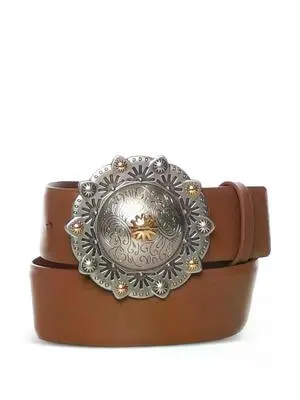 Pinko Embellished Leather Belt Brown