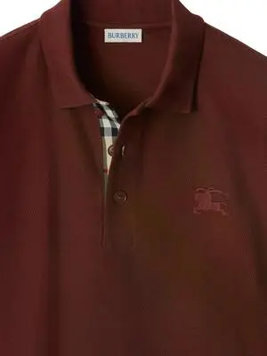 Burberry Slim Fit Cotton Piqué Polo Shirt With Equestrian Knight Design - Red