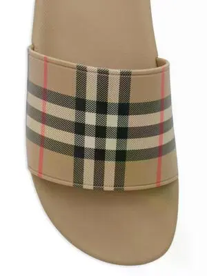 Burberry Check Slides - Neutrals