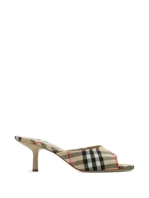 Burberry Check Linen Stiletto Mules