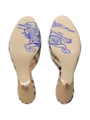 Burberry Check Linen Stiletto Mules