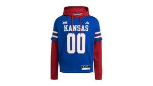 Adidas Jayhawks Jersey Hoodie - Kansas Royal Blue White Team Power Red